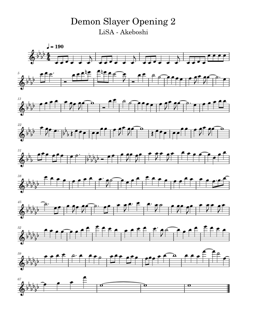 Demon Slayer Opening 2 Sheet Music for Flute (Solo) | MuseScore.com