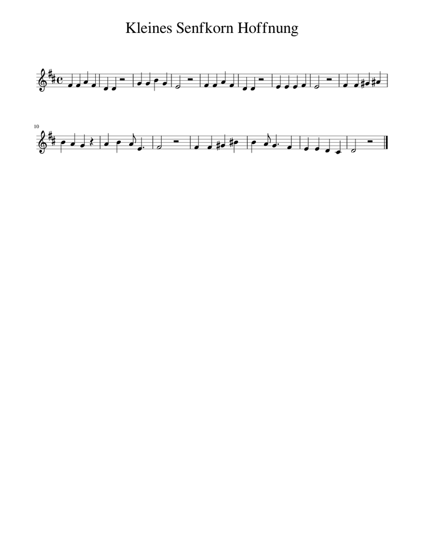 Kleines Senfkorn Hoffnung Sheet Music for Piano (Solo) Easy | MuseScore.com