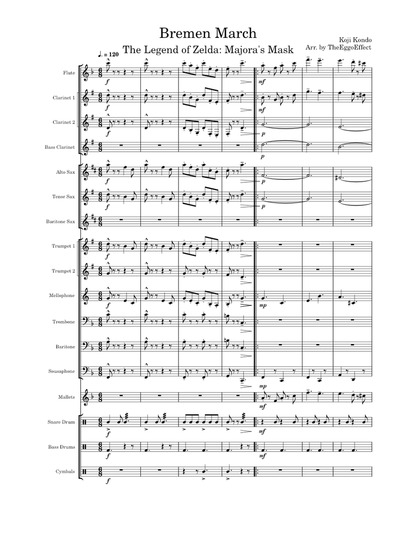Bremen March - The Legend of Zelda: Majora's Mask Sheet Music for ...