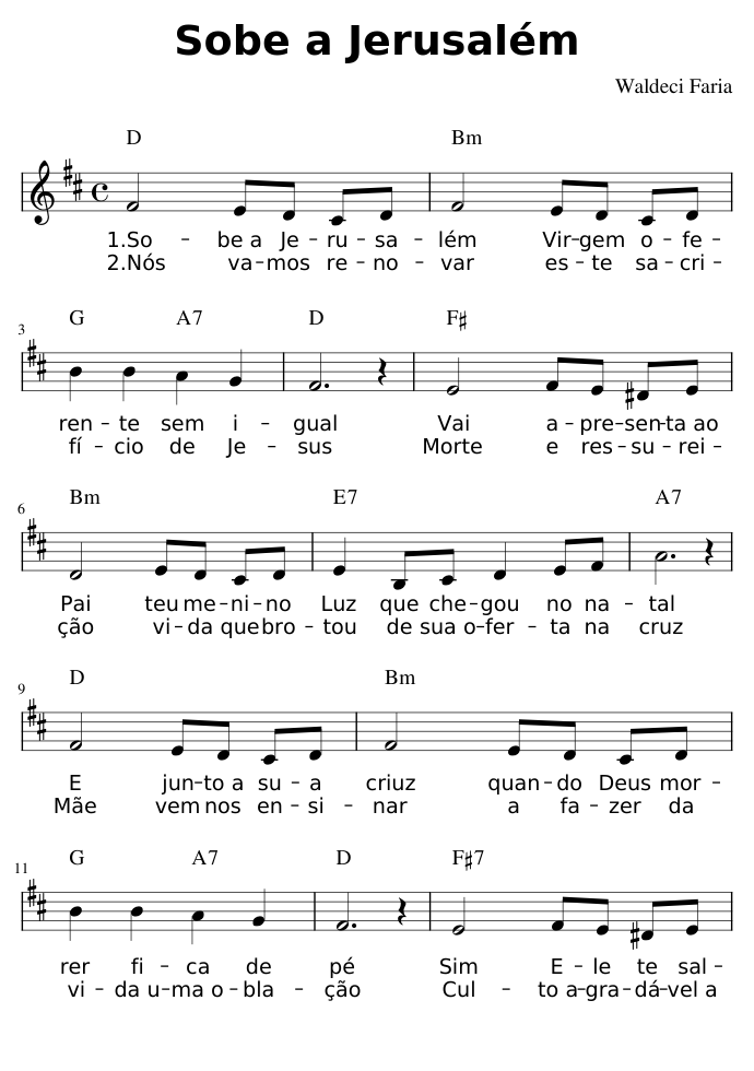 Sobe a Jerusalém – Waldeci Farias Sheet Music with Chords for Piano (Piano-Voice) | MuseScore.com