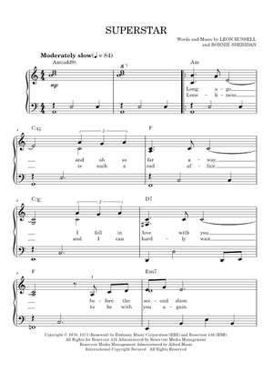 Superstar (Lead sheet with lyrics ) Sheet Music with Chords for Piano ...