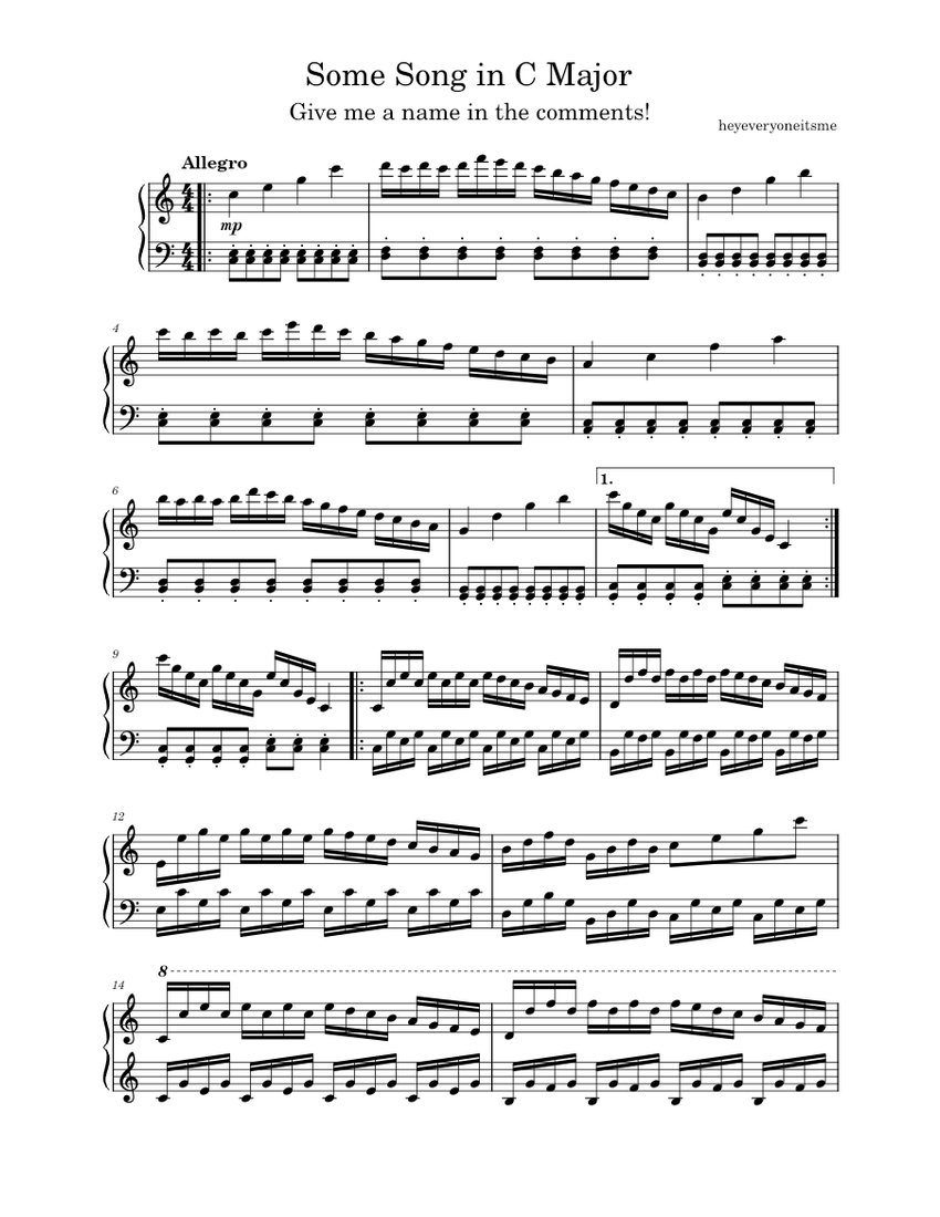 Some Song in C Major Sheet music for Piano (Solo) | Musescore.com
