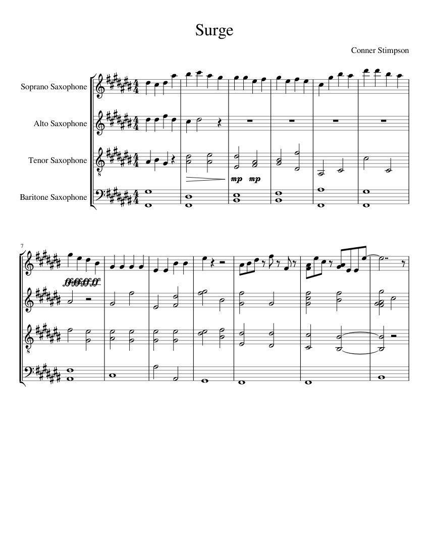 Surge Sheet music for Saxophone alto, Saxophone tenor, Saxophone ...