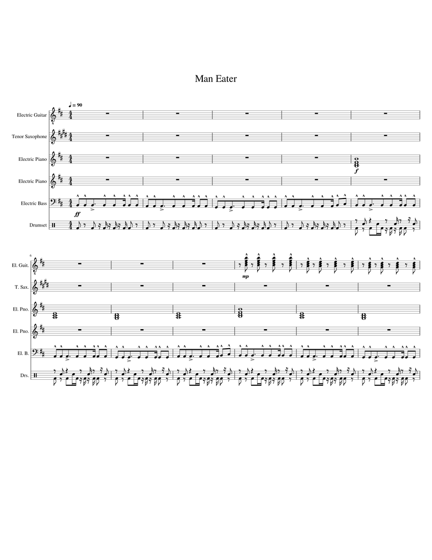 Man Eater – Misc tunes Sheet Music for Piano, Saxophone tenor, Guitar ...
