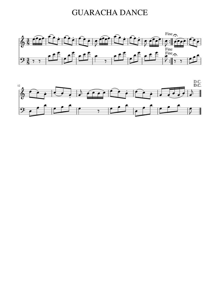 GUARACHA DANCE Sheet Music for Piano (Piano Duo) | MuseScore.com