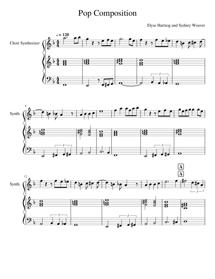 Pop Composition Sheet music for Piano, Synthesizer (Mixed Duet ...