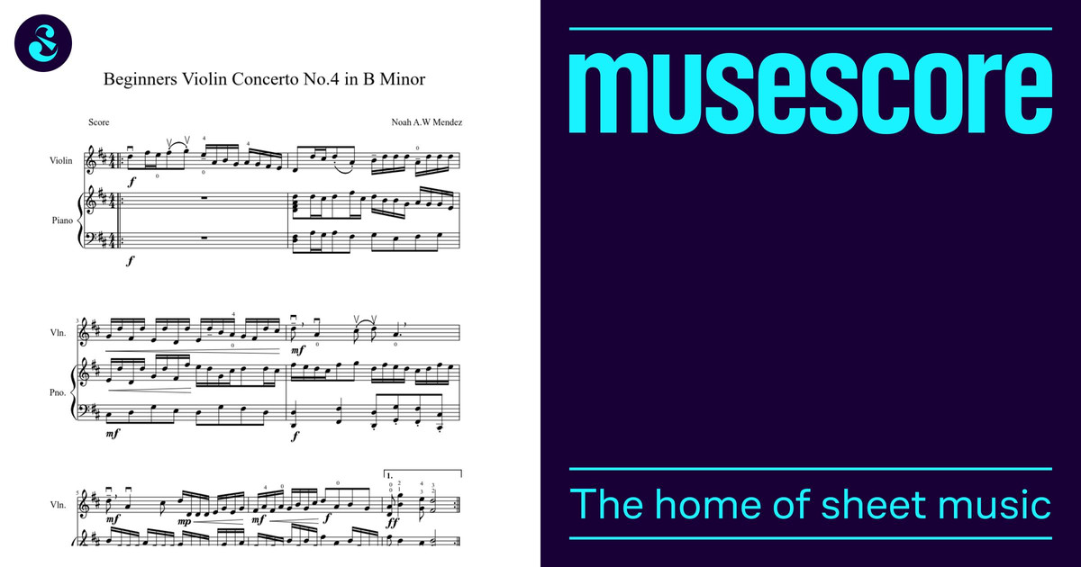 Beginners Violin Concerto No.4 in B Minor (Revised) Sheet Music for ...
