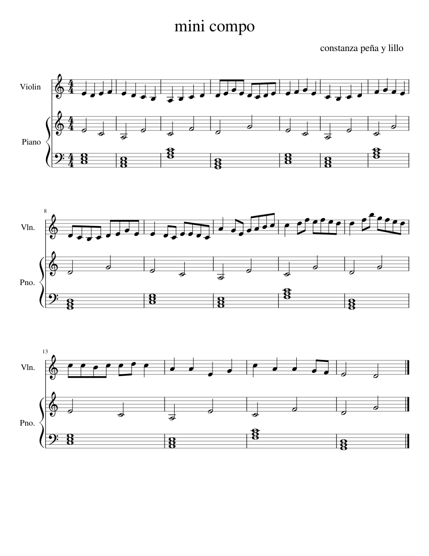 mini compo 2021 Sheet music for Piano, Violin (Solo) | Musescore.com