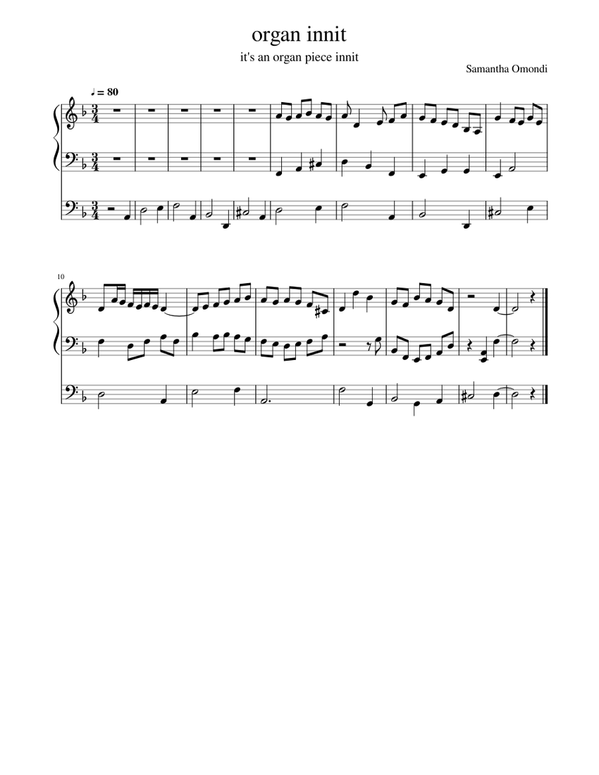 organ piece Sheet Music for Organ (Solo) | MuseScore.com