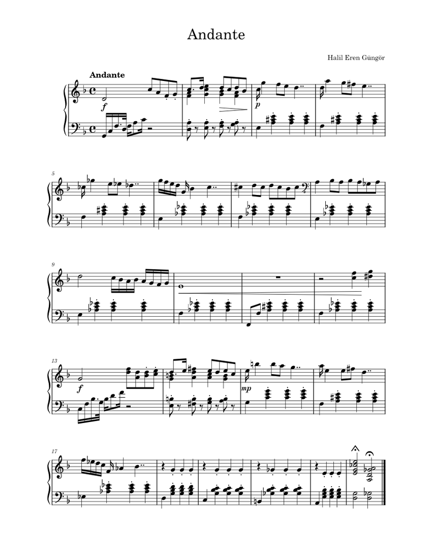 Andante Sheet Music for Piano (Solo) | MuseScore.com