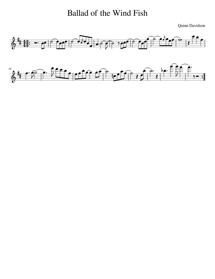 Ballad_of_the_Wind_Fish Sheet music for Marimba (Solo) | Musescore.com