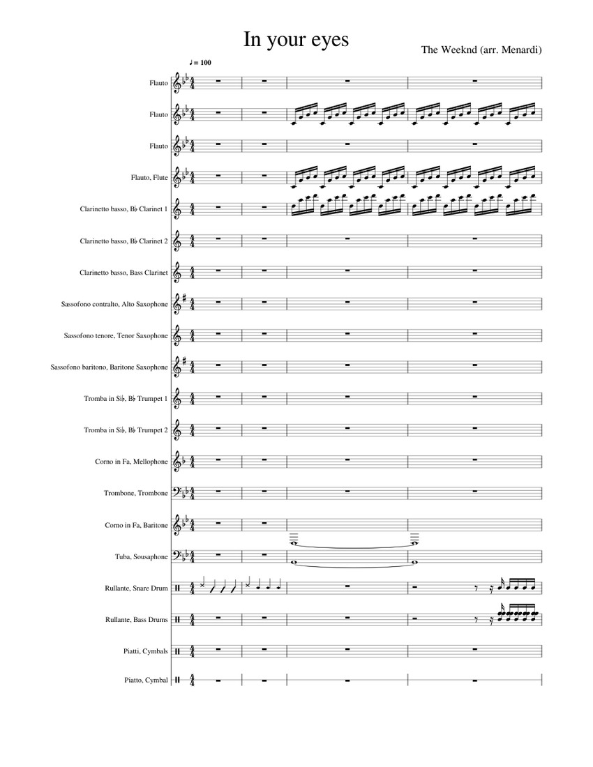 In your eyes – The Weeknd (flute trio and base) Sheet Music for ...