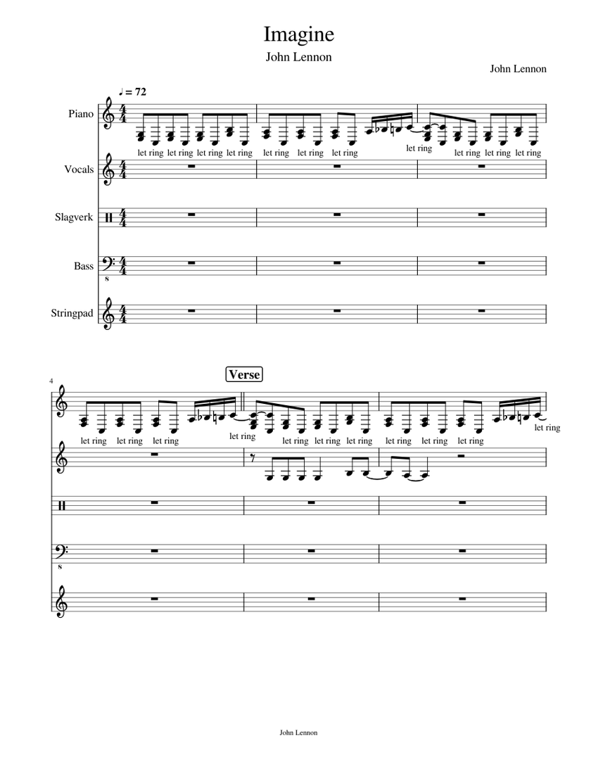 Imagine - John-Lennon (1) Sheet music for Piano, Bass guitar (Mixed ...