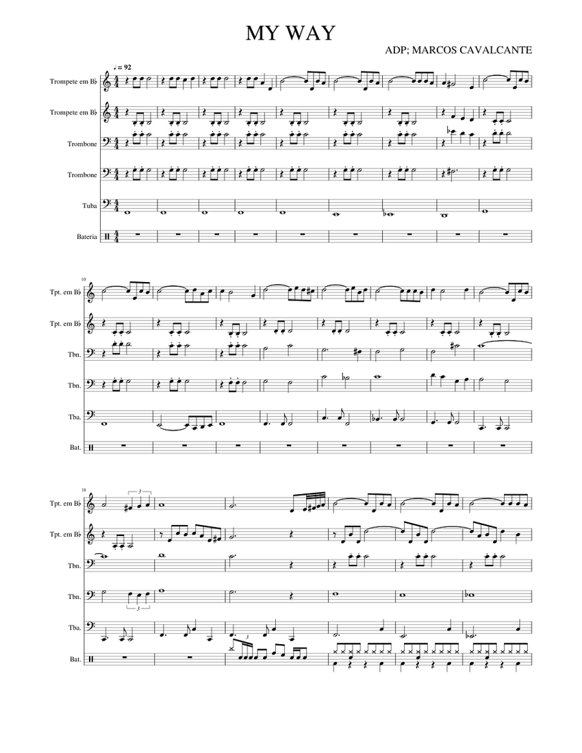 My_Way Sheet music for Trombone, Tuba, Trumpet in b-flat, Drum group ...