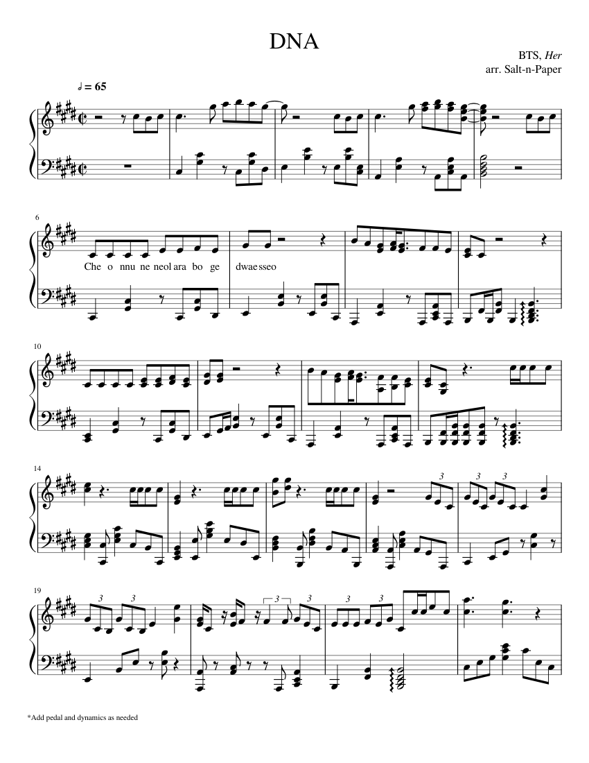 DNA Sheet Music for Piano (Solo) | MuseScore.com