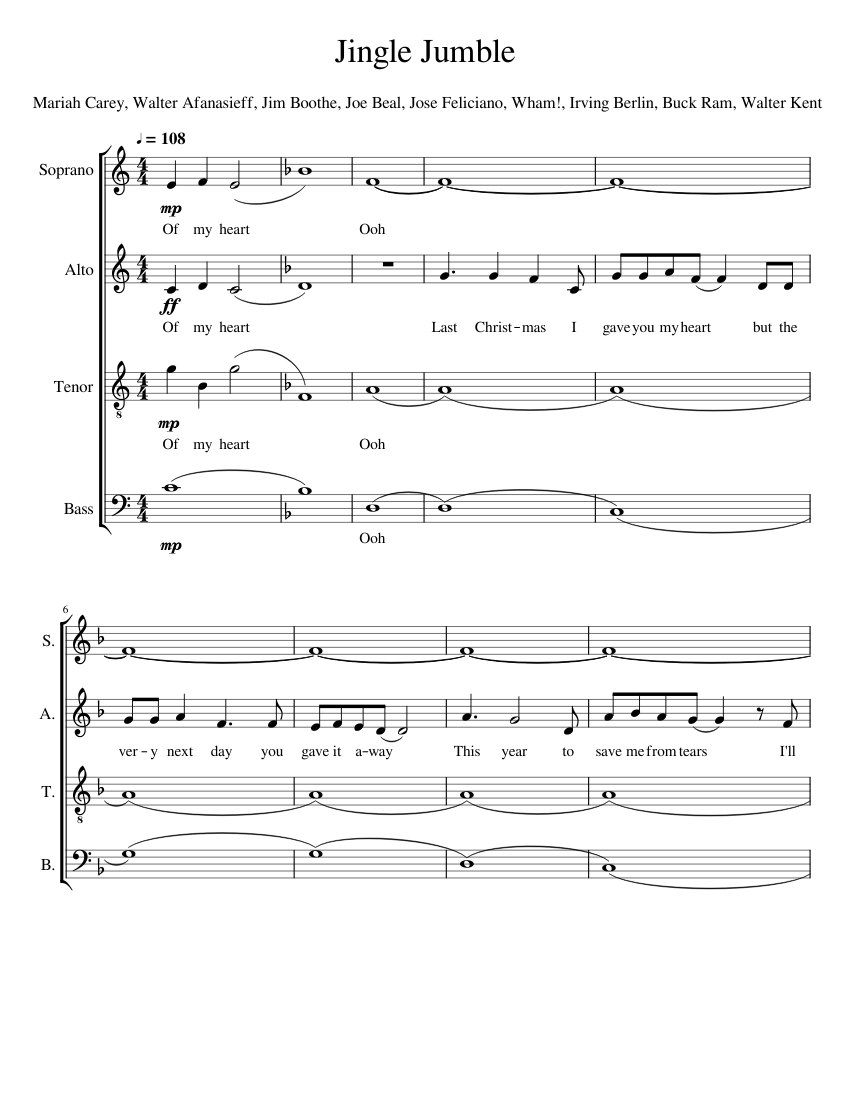 Jingle Jumble Alto LC Sheet music for Soprano, Alto, Tenor, Bass voice ...