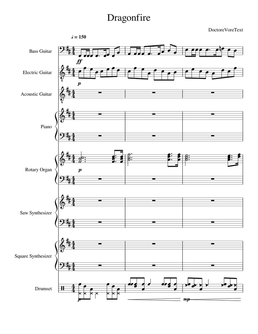 Dragonfire Sheet music for Piano, Organ, Guitar, Bass guitar & more ...
