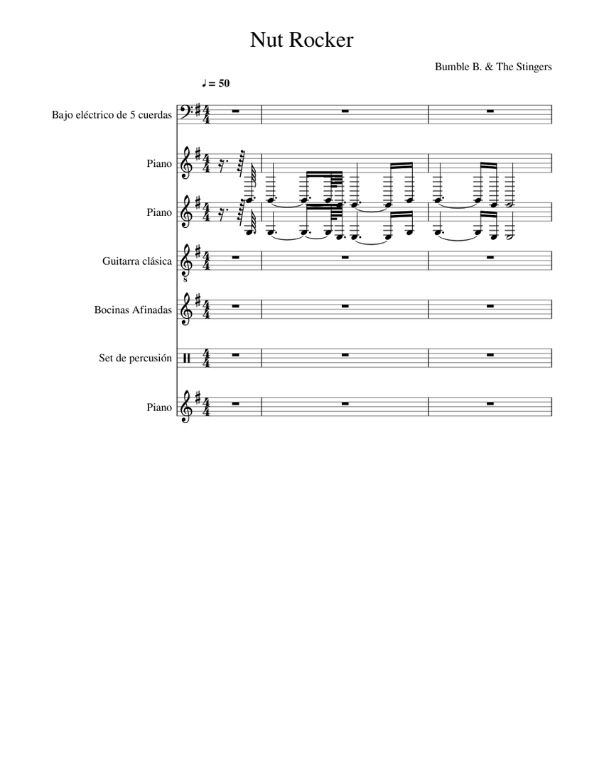 Bumble B The Stingers Nut Rocker Sheet Music for Piano, Guitar, Bass ...