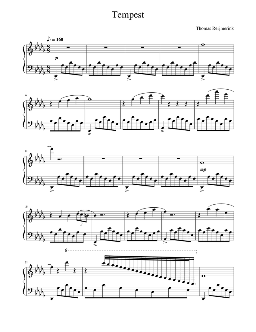 Tempest Sheet Music for Piano (Solo) | MuseScore.com