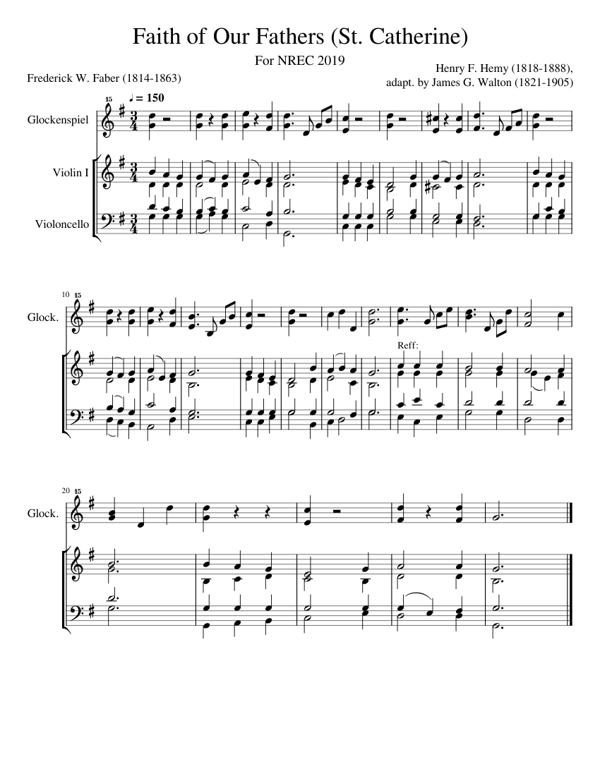 Faith of Our Fathers (Tune: St. Catherine) Sheet Music for Glockenspiel ...