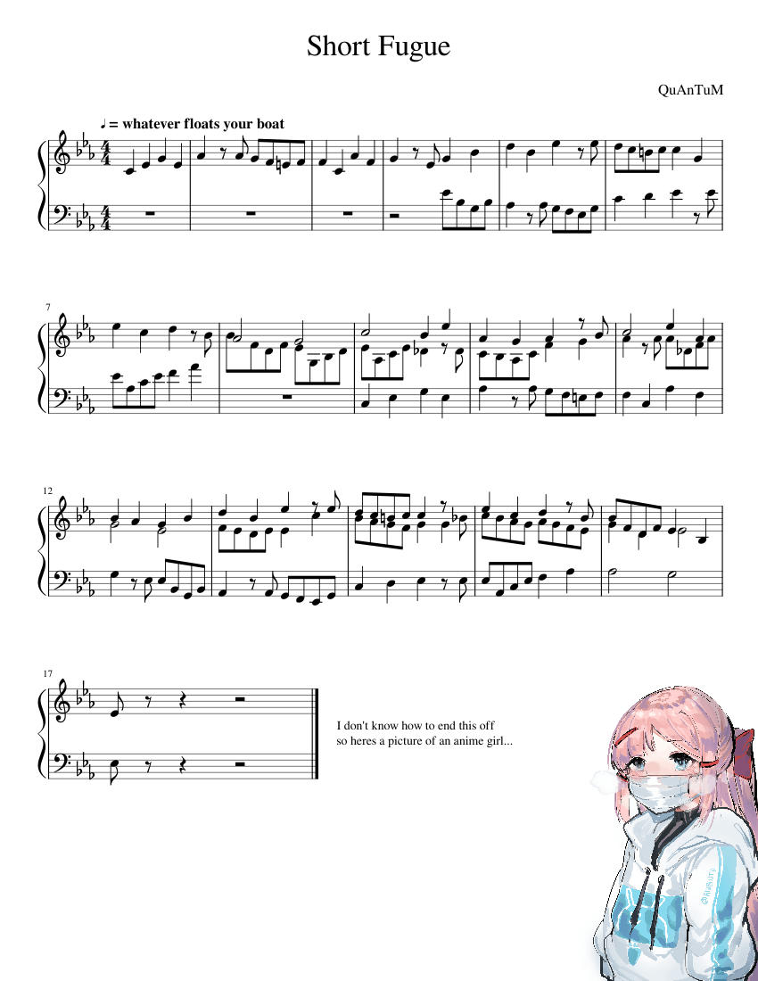 Short Fugue Sheet Music for Piano (Solo) easy | MuseScore.com