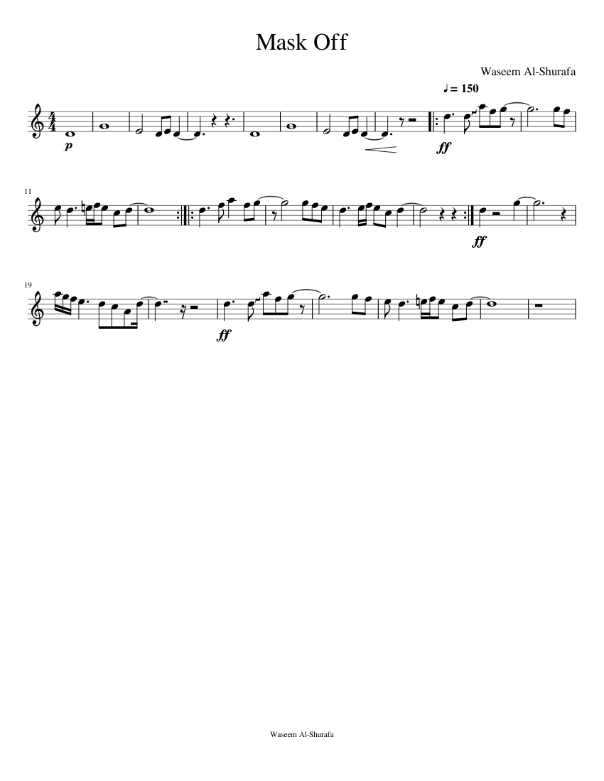 Mask Off Sheet music for Cornet (Solo) | Musescore.com