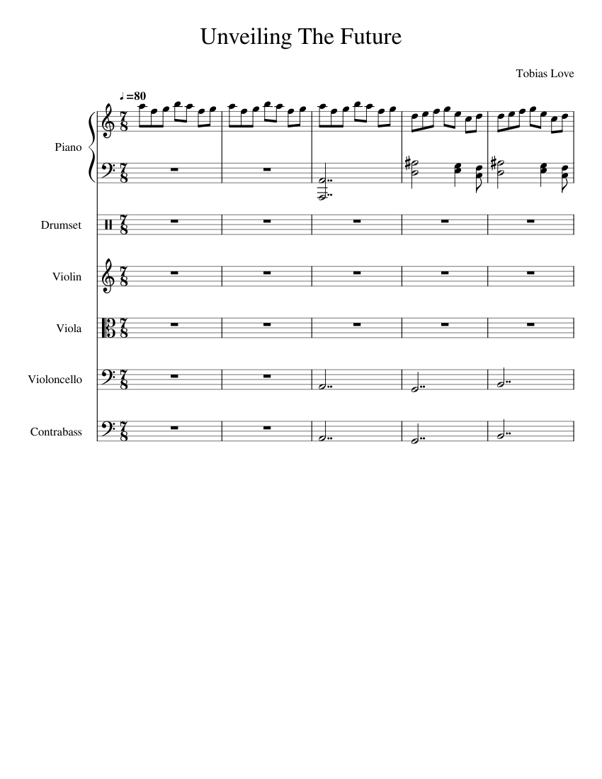 Unveiling The Future Sheet music for Piano, Contrabass, Violin, Viola ...