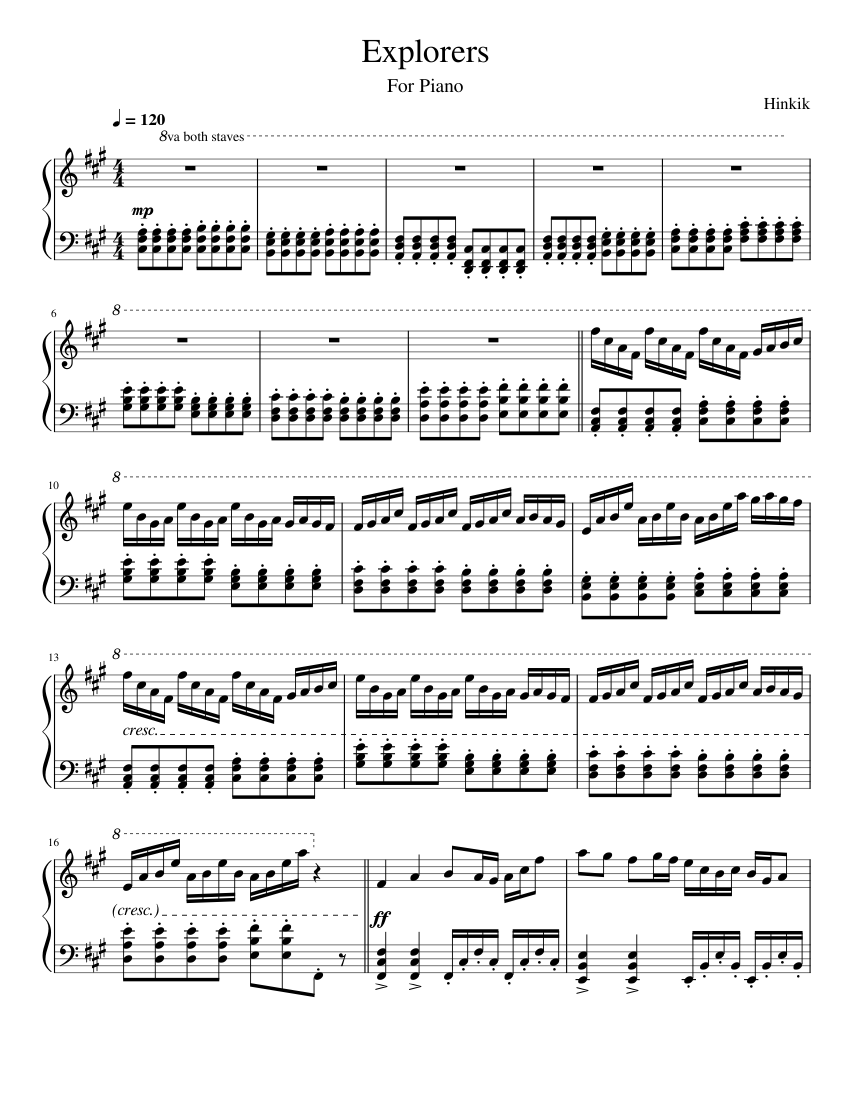Explorers - Hinkik Sheet Music for Piano (Solo) | MuseScore.com