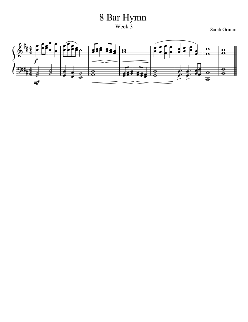 8 Bar Hymn Sheet music for Piano (Solo) Easy | Musescore.com