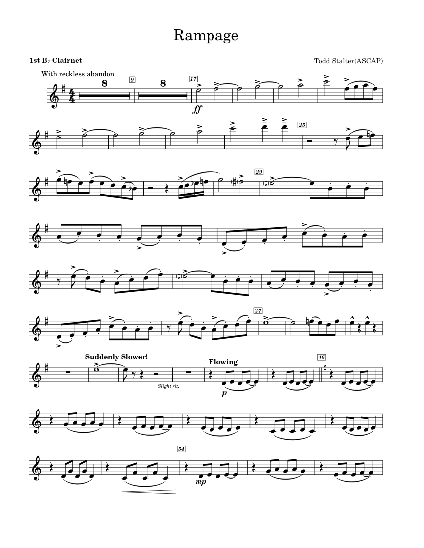 Rampage! – Todd Stalter Rampage Sheet Music for Clarinet in b-flat ...