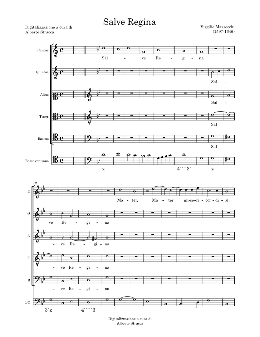 Salve Regina – Virgilio Mazzocchi Sheet music for Piano (SATB ...