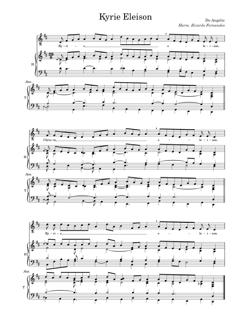 Kyrie Eleison | De Angelis Sheet music for Organ, Vocals (Church Choir ...