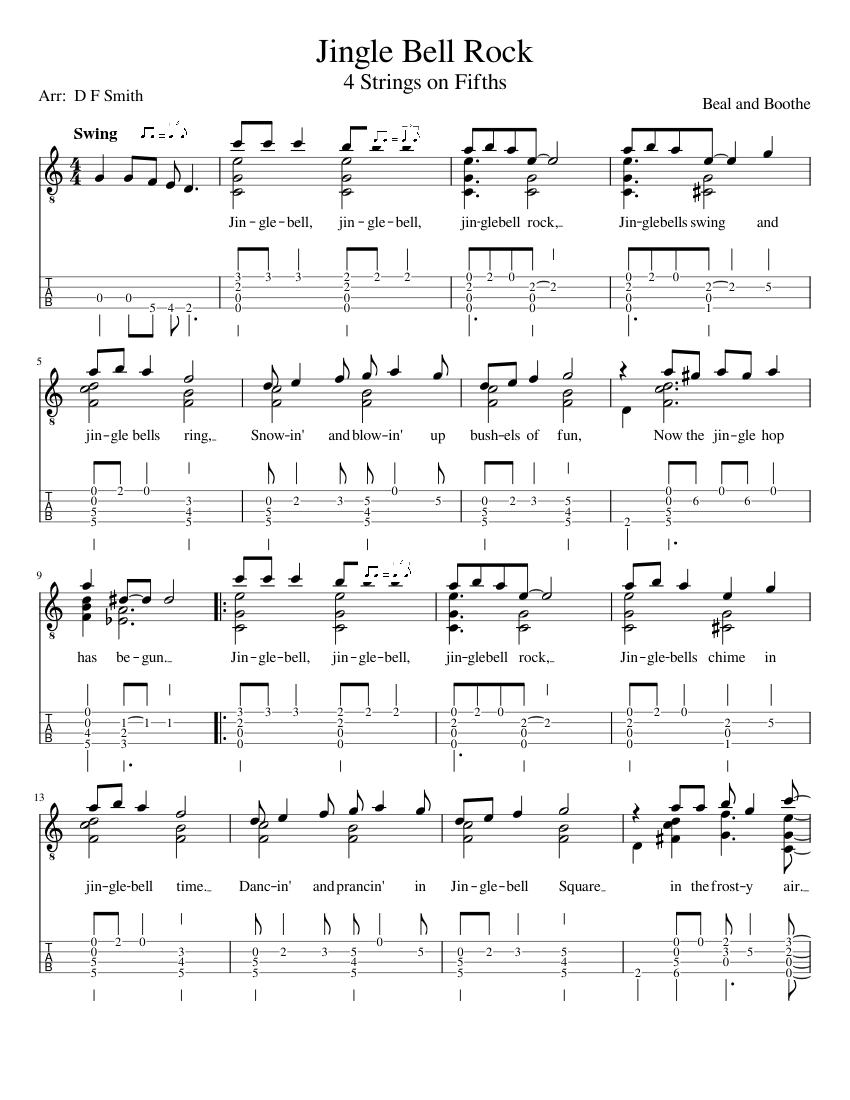 Jingle Bell Rock Sheet Music and Tab for Guitar (Solo) | MuseScore.com