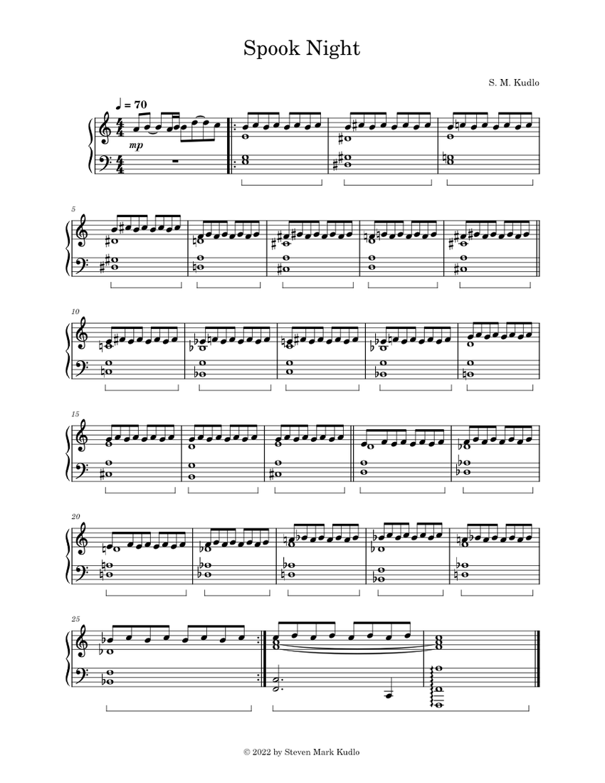 Spook Night - Steven Kudlo Sheet music for Piano (Solo) Easy ...