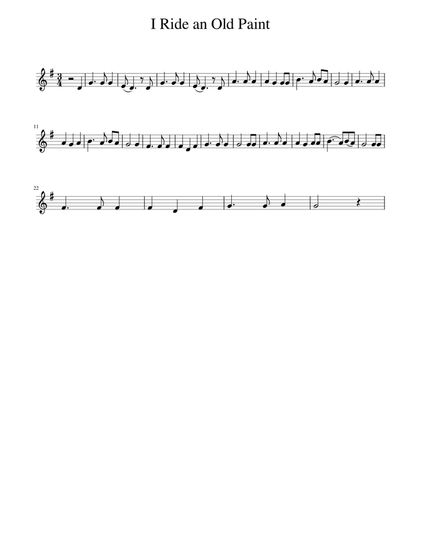 I Ride an Old Paint Sheet music for Piano (Solo) | Musescore.com