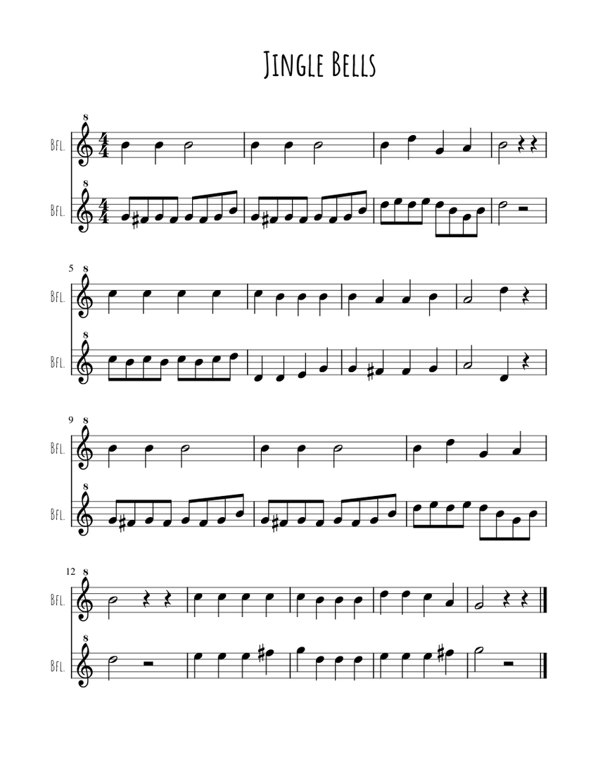 Jingle_Bells Sheet music for Recorder (Woodwind Duet) | Musescore.com