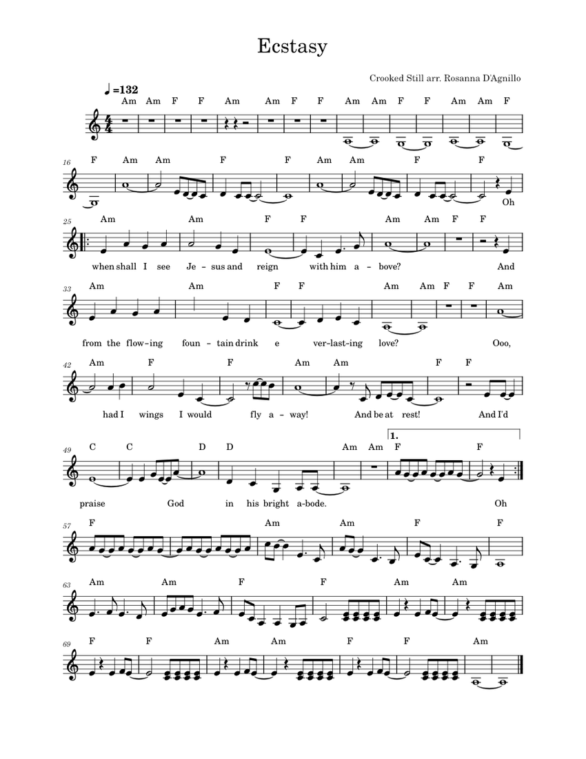 Ecstasy – Crooked Still Sheet music for Piano (Solo) | Musescore.com