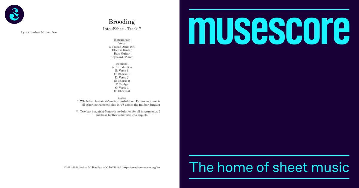 Into Æther - 7. Brooding Sheet music for Piano, Guitar, Bass guitar ...