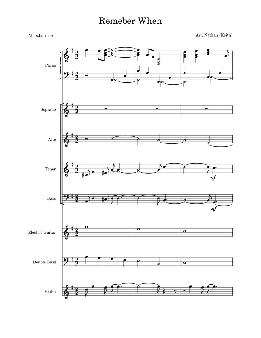 Remember when – Alan Jackson Sheet Music for Piano, Soprano, Alto ...