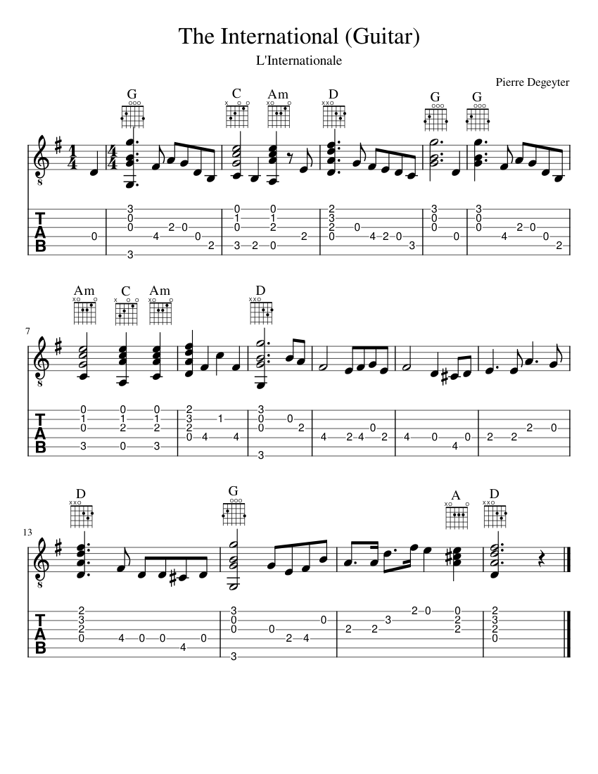 The International (Guitar) Sheet Music and Tab for Guitar (Solo ...