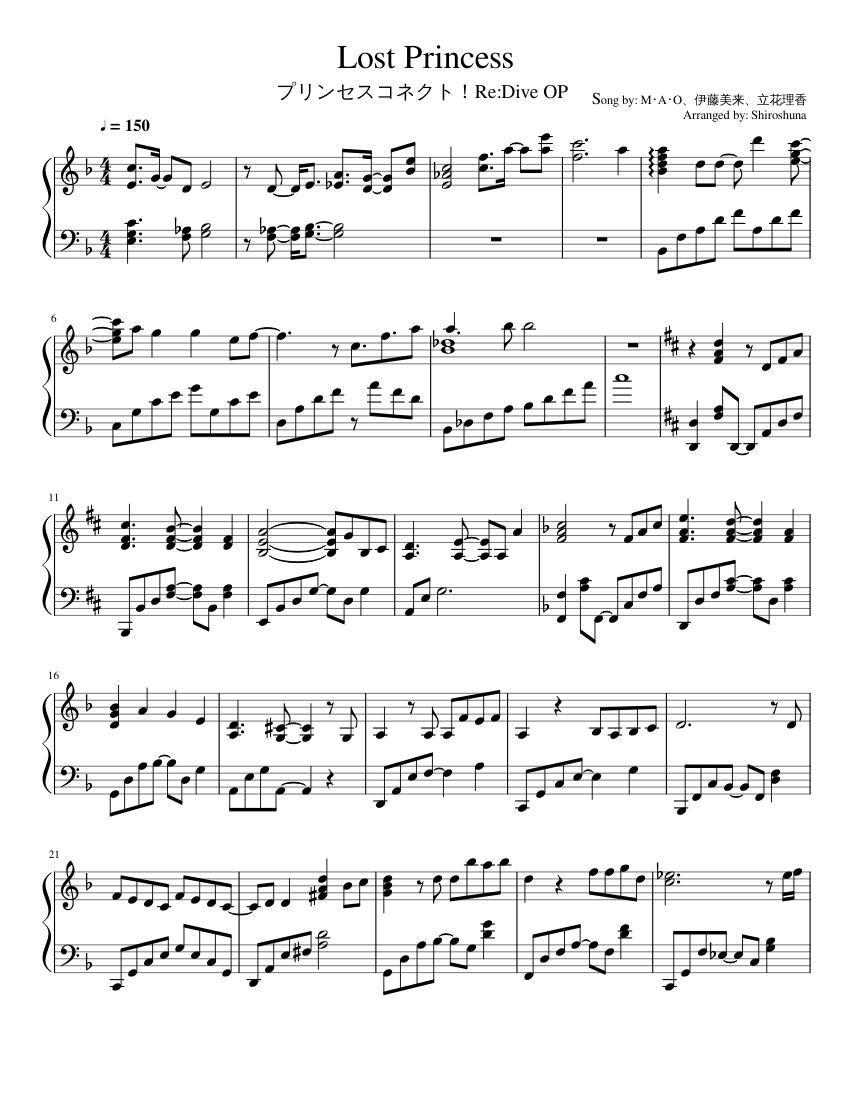 Lost Princess Sheet Music for Piano (Solo) | MuseScore.com