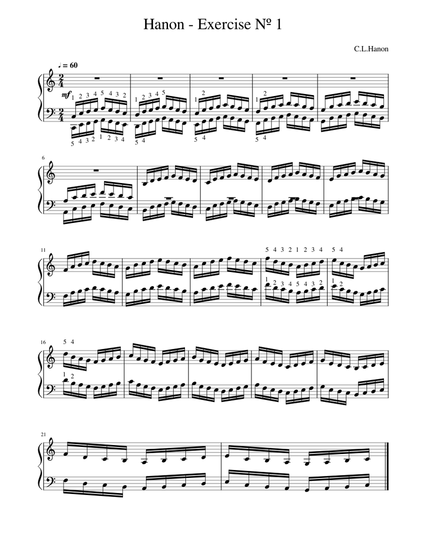 Hanon N1 Sheet music for Piano (Solo) | Musescore.com