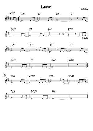 Lawns – Carla Bley (Larry Willis solo transcription) Sheet Music with ...