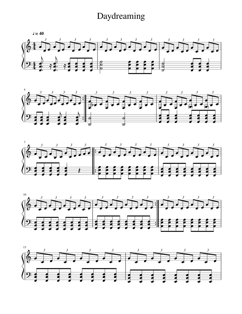 Daydreaming Sheet music for Piano (Solo) | Musescore.com
