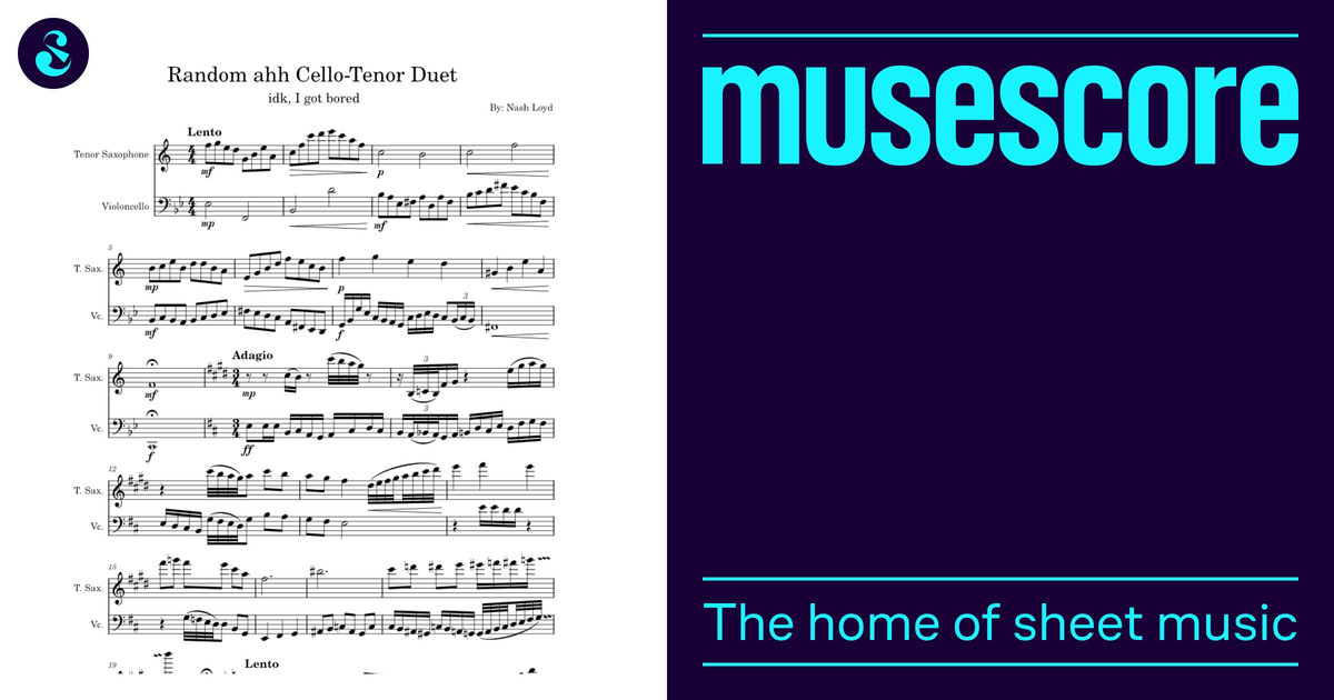 Cello and Tenor Saxophone Duet – Noah-Lloyd Sheet Music for Saxophone ...