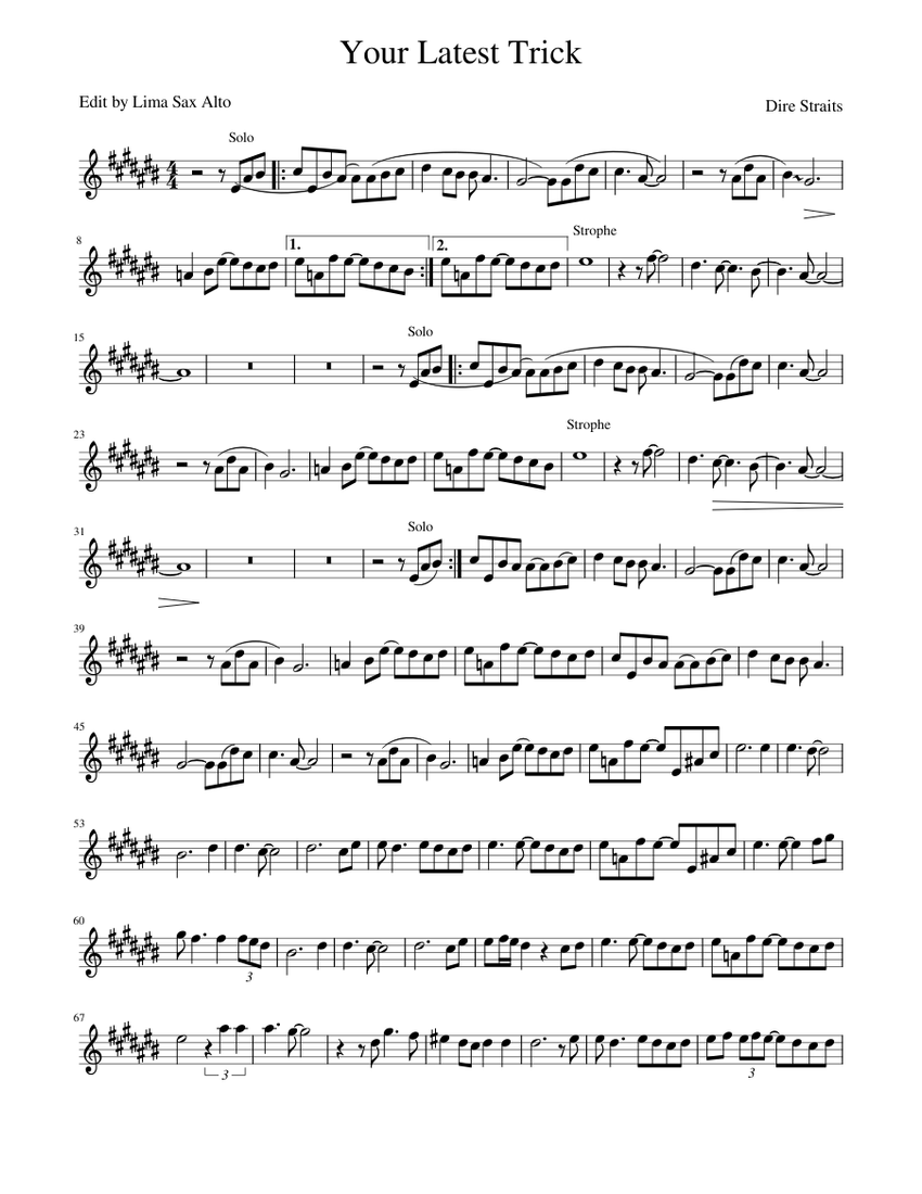 Your Latest Trick Sheet Music for Saxophone alto (Solo) | MuseScore.com