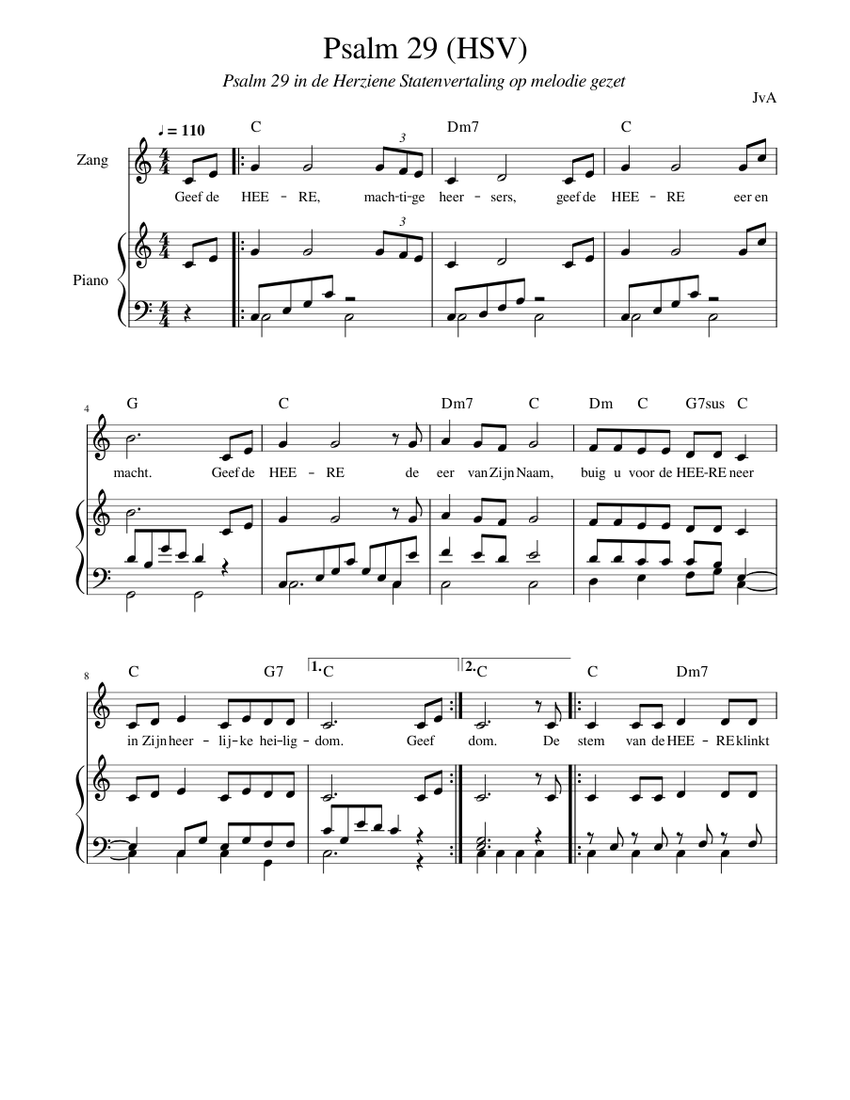 Psalm 29 Sheet Music with Chords for Piano, Flute (Solo) | MuseScore.com