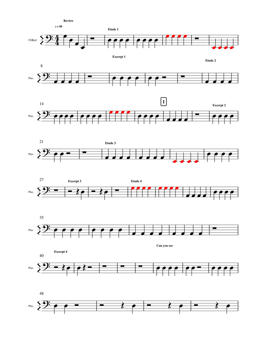 Yoderstudio.com Book 2 Bass Red Belt Sheet music for Piano (Solo ...