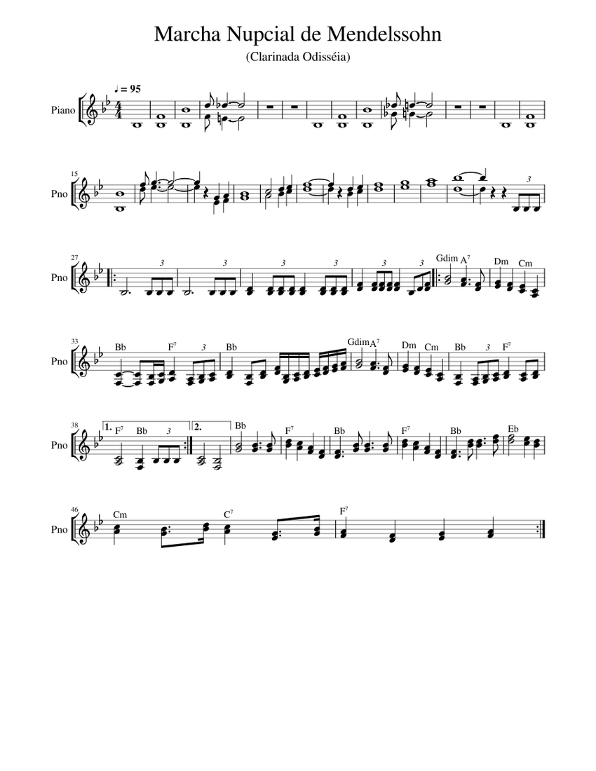 Marcha_Nupcial_de_Mendelssohn Sheet music for Piano (Solo) | Musescore.com