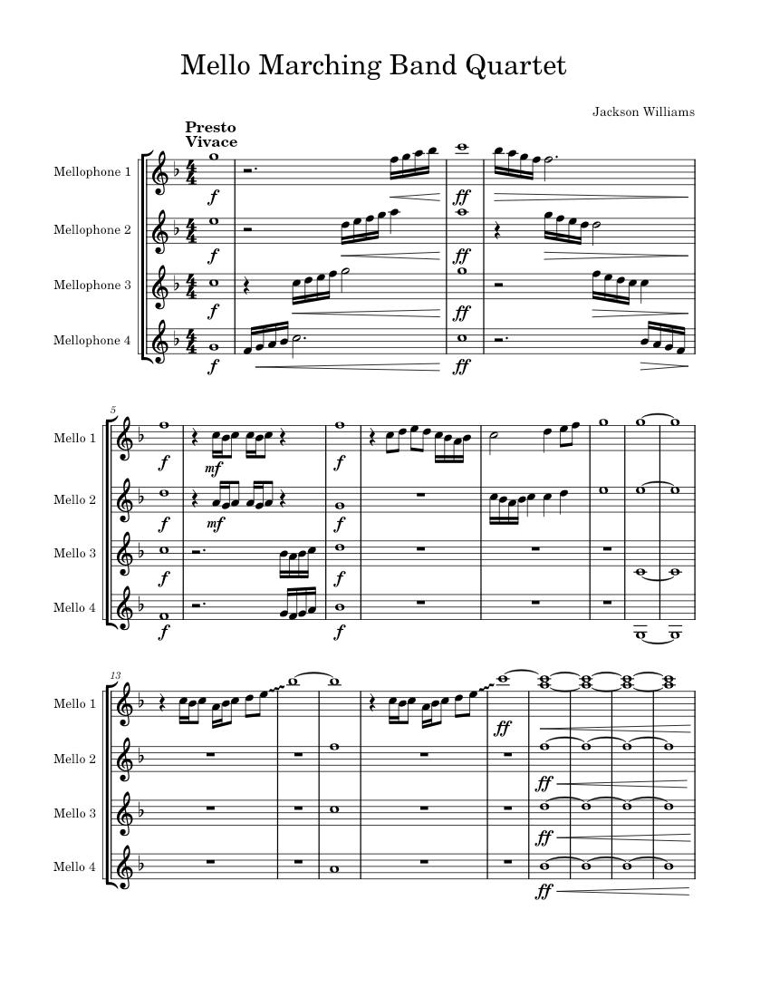 Mello Marching Band Quartet Sheet music for French horn (Brass Quartet ...